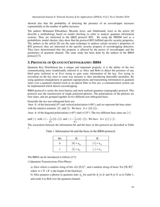 VERIFICATION OF QUANTUM CRYPTOGRAPHY PROTOCOLS BY MODEL CHECKING1010ijnsa04 | PDF
