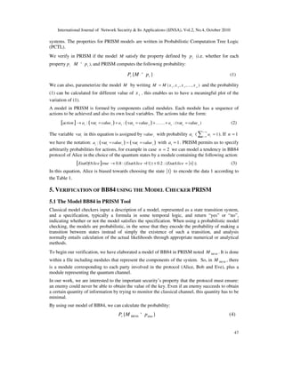VERIFICATION OF QUANTUM CRYPTOGRAPHY PROTOCOLS BY MODEL CHECKING1010ijnsa04 | PDF