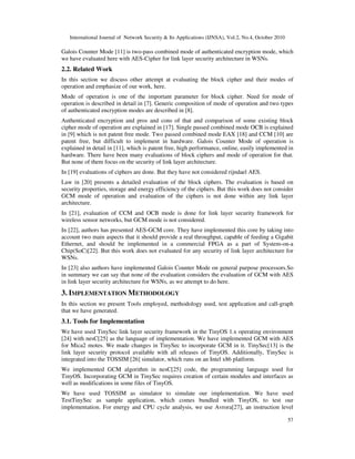 EVALUATING GALOIS COUNTER MODE IN LINK LAYER SECURITY ARCHITECTURE FOR WIRELESS SENSOR NETWORKS ...