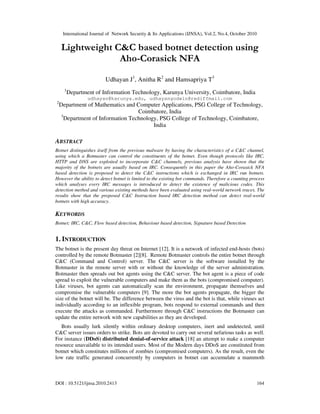 Lightweight C&C based botnet detection using Aho-Corasick NFA | PDF | Free Download