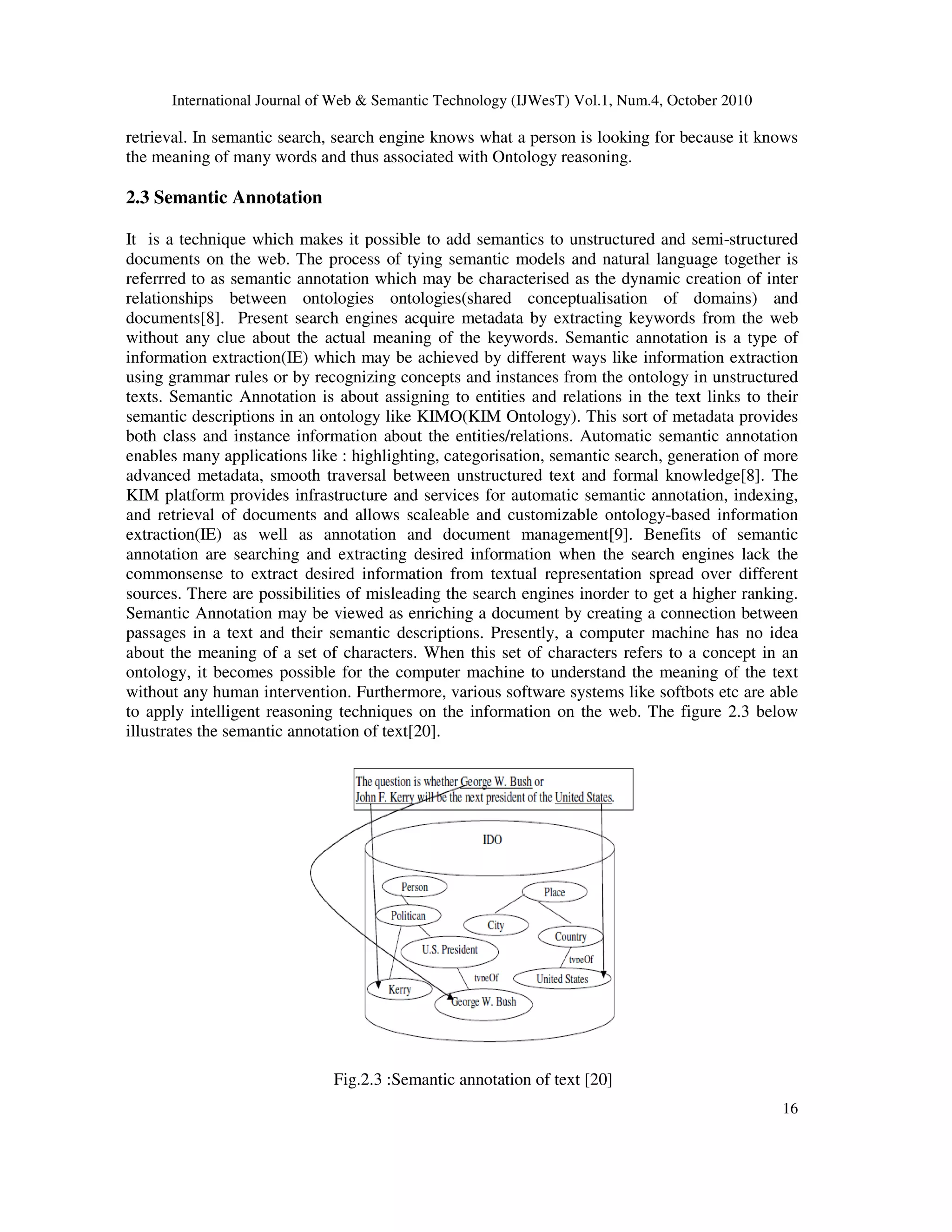 Semantic Annotation Framework For Intelligent Information Retrieval Using Kim Architecture Pdf