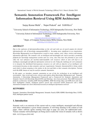 Semantic Annotation Framework For Intelligent Information Retrieval Using KIM Architecture | PDF ...