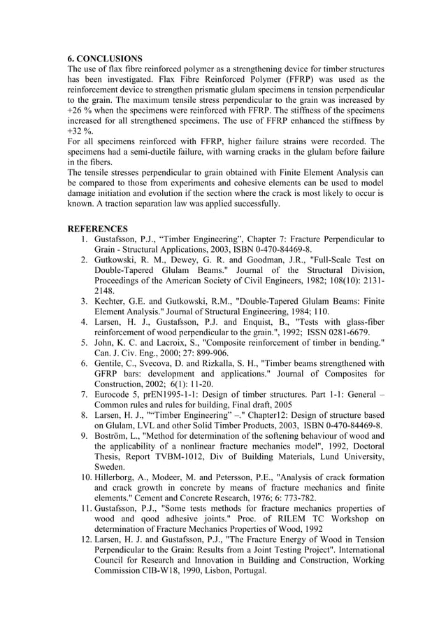 FLAX FIBERS FOR STRENGTHENING OF TIMBER STRUCTURES FINITE ELEMENT MODELLING | PDF