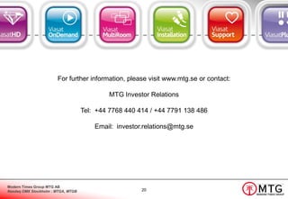 MTG Corporate Presentation November 2010 | PDF