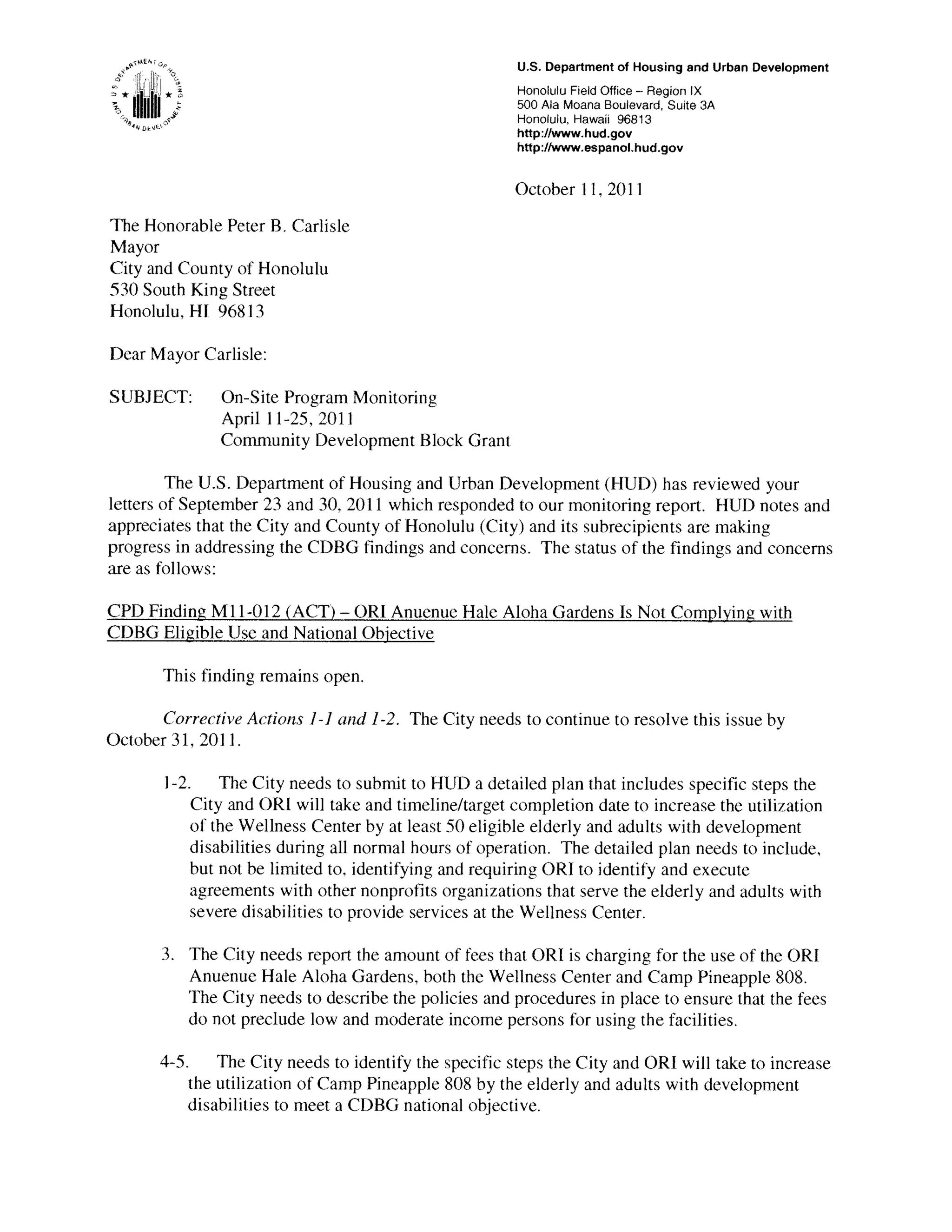 101111 hud to city letter | PDF