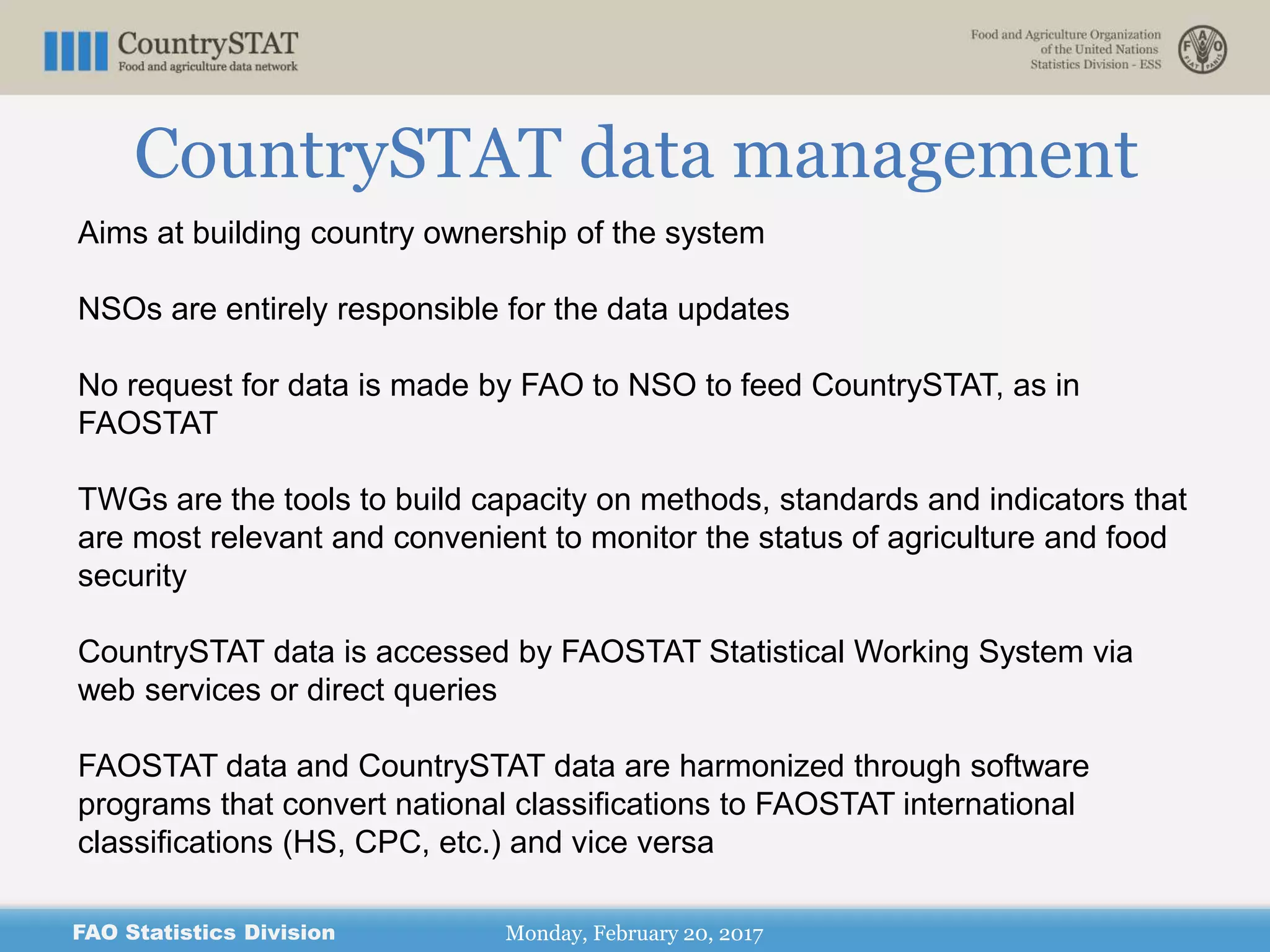 Data Management System of the FAO Statistics Divison | PPT