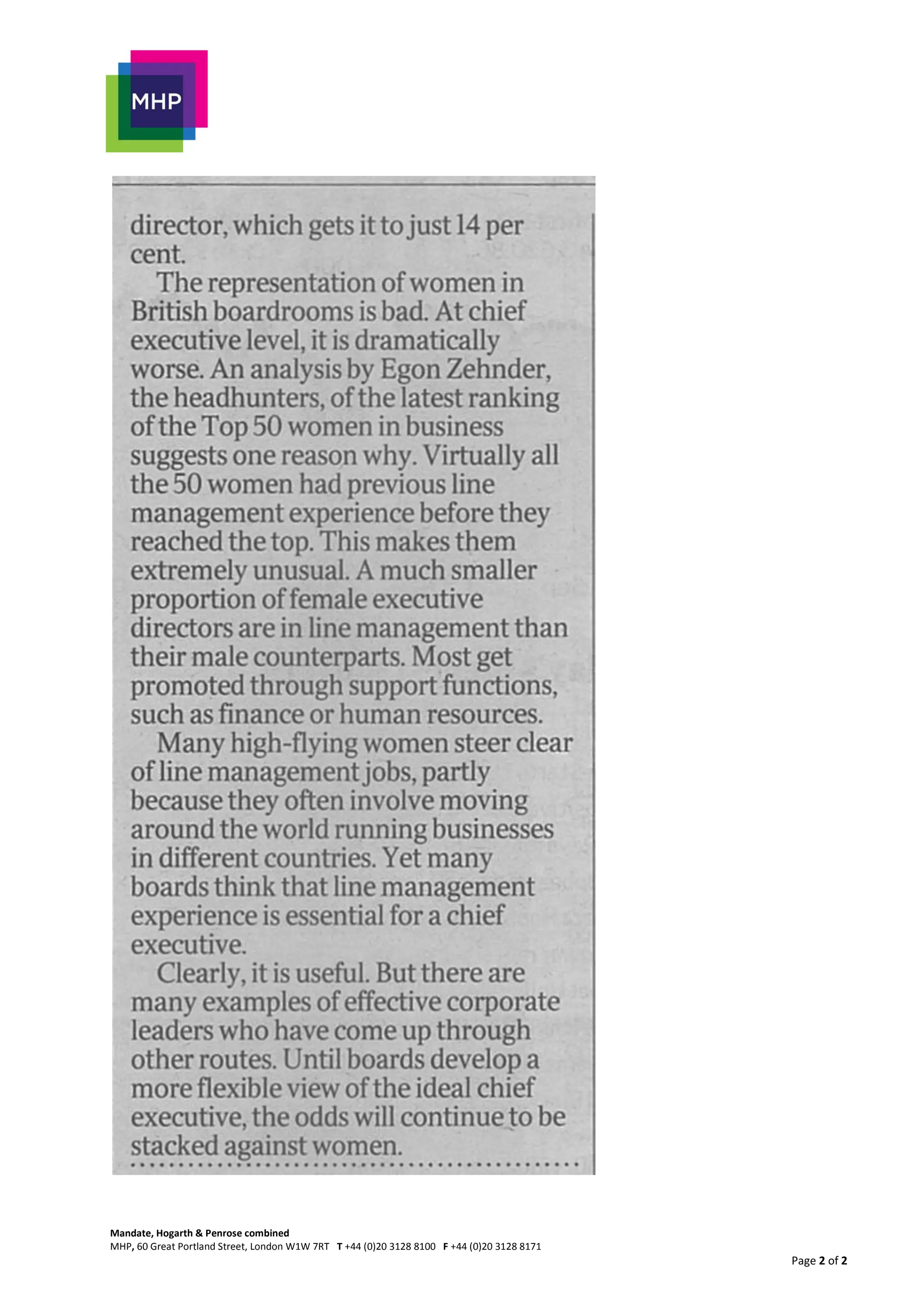 The Times 17th November 2010 "Odds are still against women" | PDF