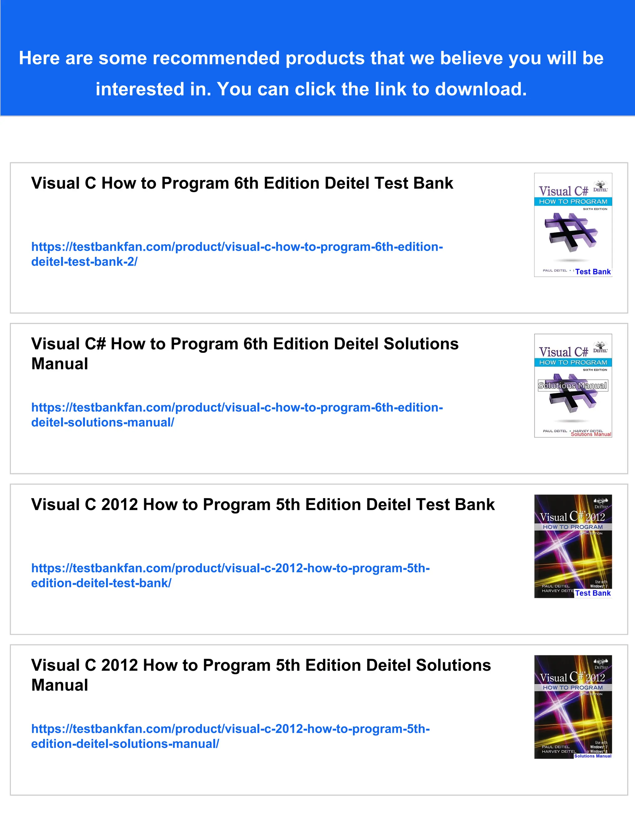 Visual C# How to Program 6th Edition Deitel Test Bank | PDF