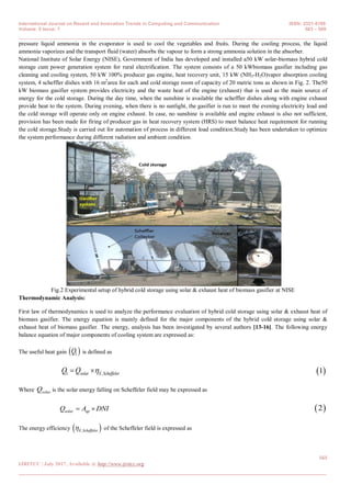 Performance Evaluation of Hybrid Cold Storage using Solar & Exhaust ...