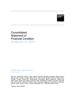 goldman sachs Consolidated Statement of Financial Condition | PDF