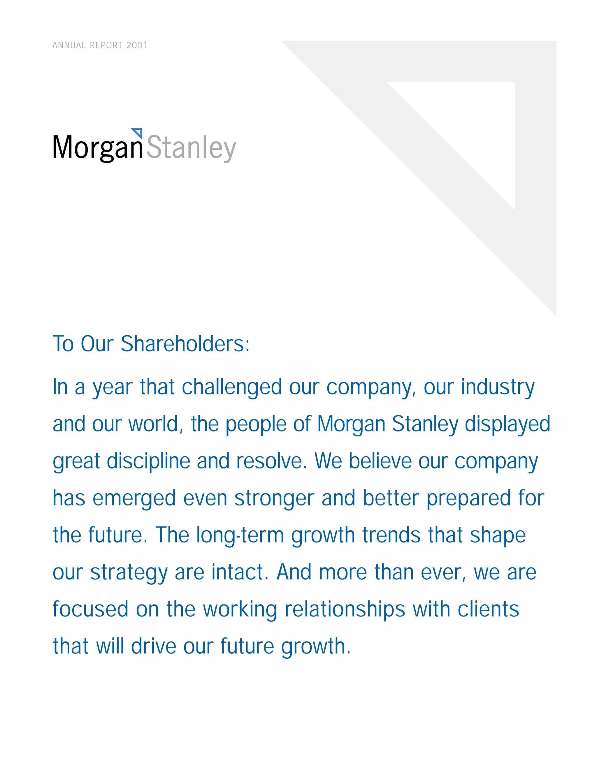 morgan stanley Annual Reports 2001 | PDF