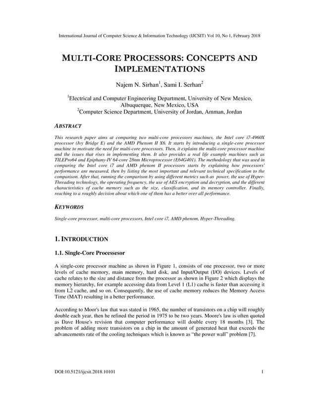 MULTI-CORE PROCESSORS: CONCEPTS AND IMPLEMENTATIONS | PDF