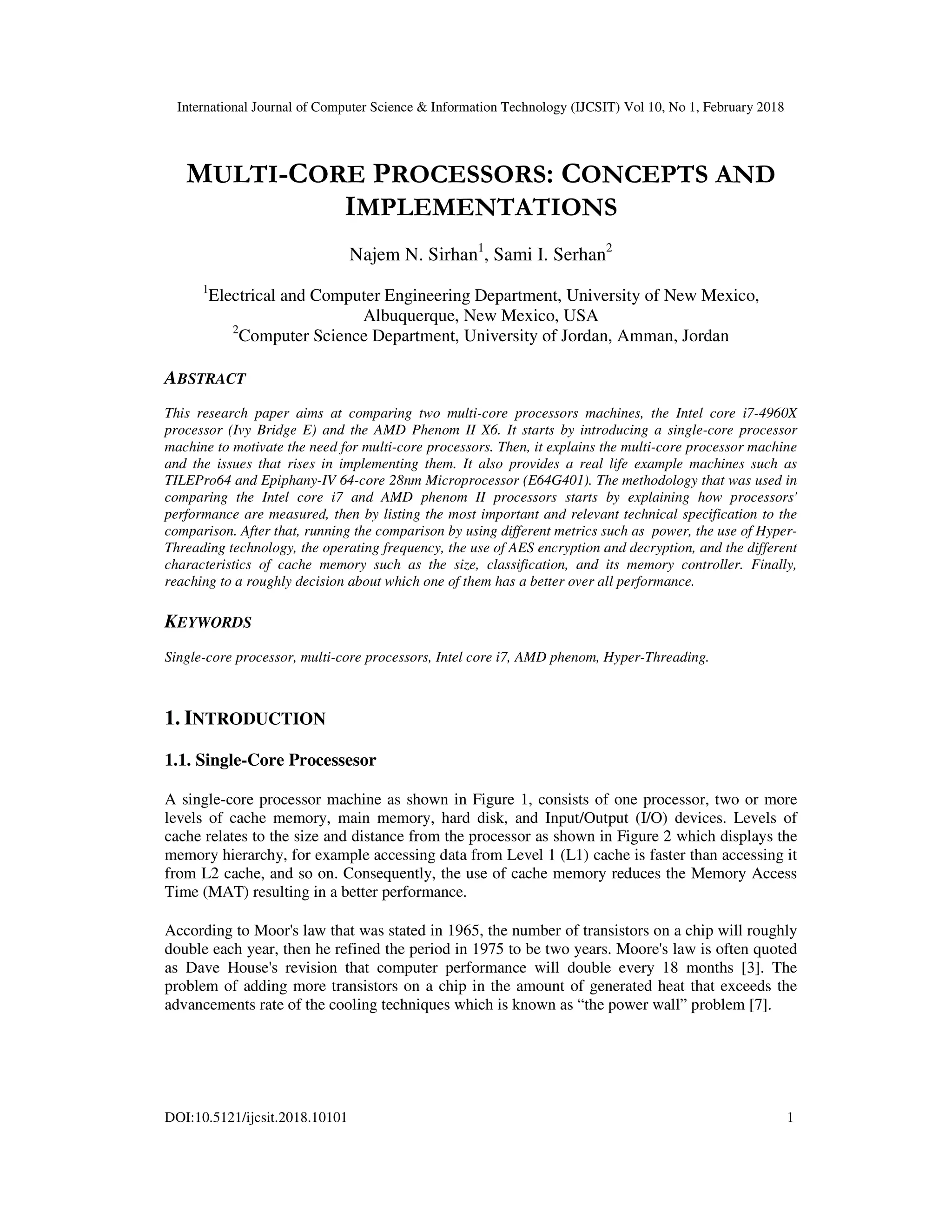 MULTI-CORE PROCESSORS: CONCEPTS AND IMPLEMENTATIONS | PDF
