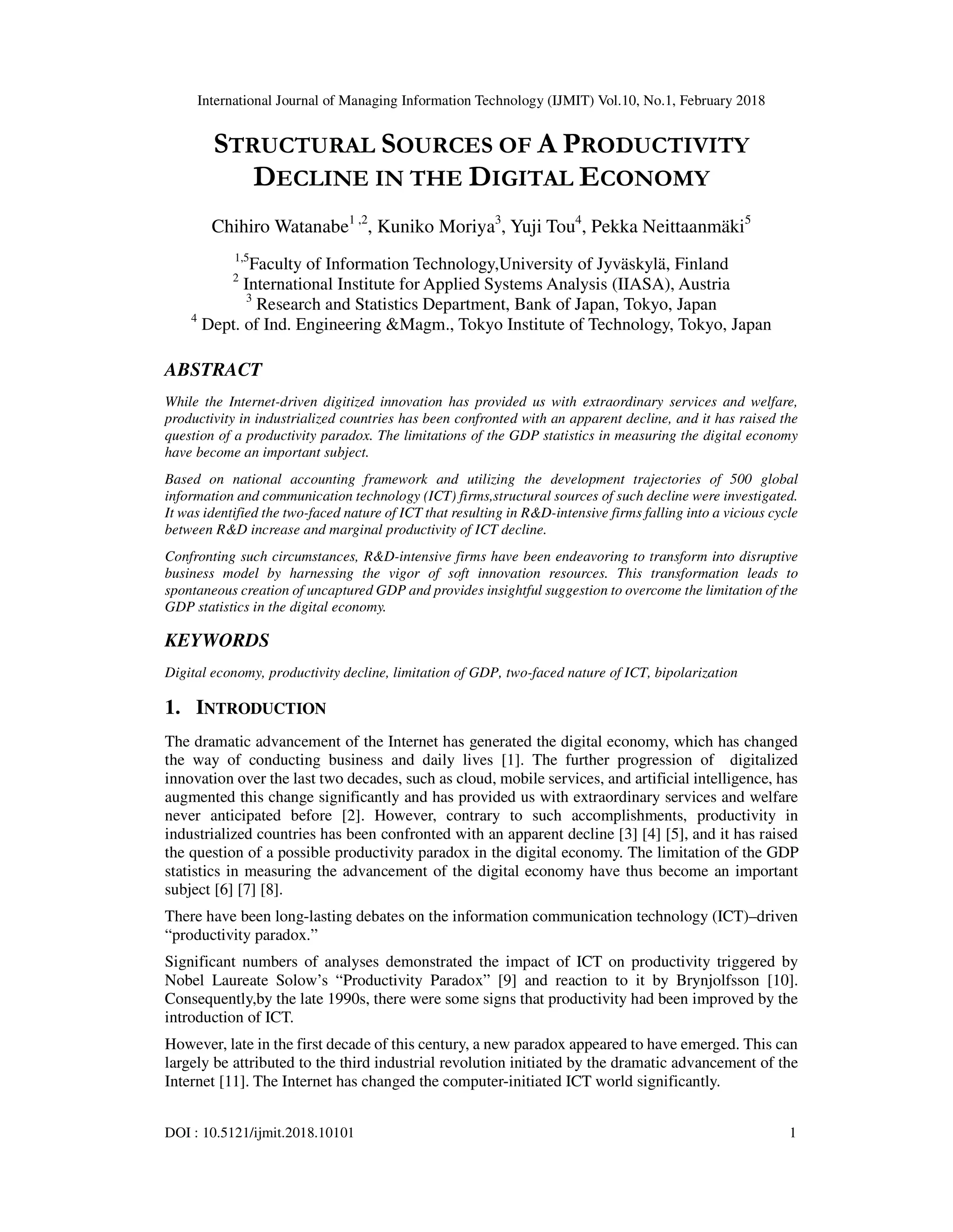 Structural Sources of a Productivity Decline in the Digital Economy | PDF