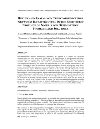 REVIEW AND ANALYSIS ON TELECOMMUNICATION NETWORKS INFRASTRUCTURE IN THE ...