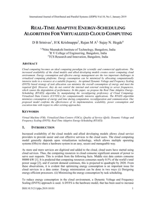 REAL-TIME ADAPTIVE ENERGY-SCHEDULING ALGORITHM FOR VIRTUALIZED CLOUD COMPUTING | PDF