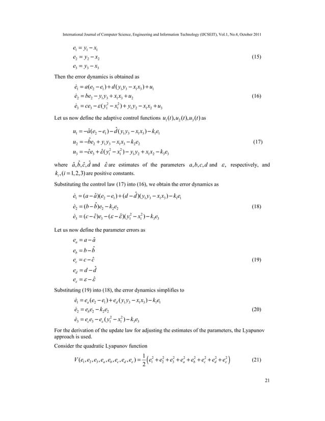 ADAPTIVE STABILIZATION AND SYNCHRONIZATION OF LÜ-LIKE ATTRACTOR | PDF | Physics | Science