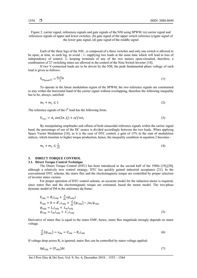 Direct Torque Control of Two Induction Motors Using the Nine-Switch Inverter | PDF