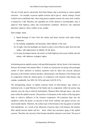 use of blast furnace slag in road construction. report | DOCX