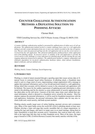 Counter Challenge Authentication Method: A Defeating Solution to ...