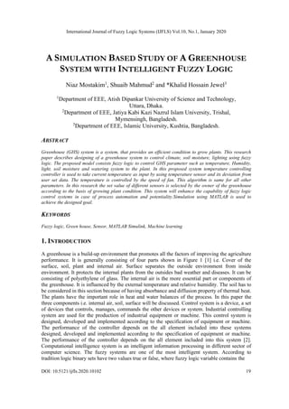 A Simulation Based Study of A Greenhouse System with Intelligent Fuzzy Logic | PDF