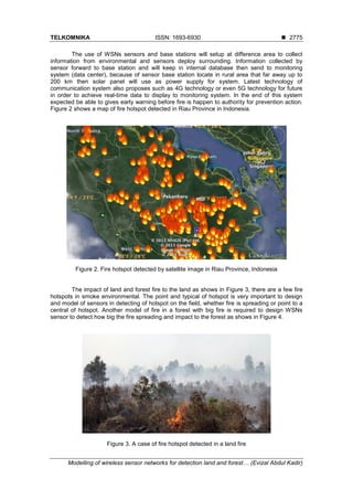 Modelling of wireless sensor networks for detection land and forest ...