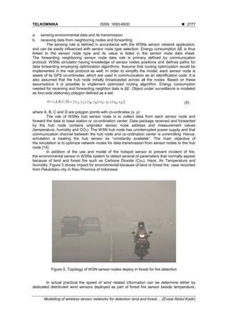 Modelling of wireless sensor networks for detection land and forest ...