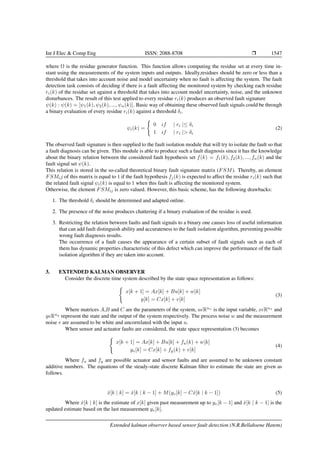 Extended Kalman observer based sensor fault detection | PDF | Chemistry | Science