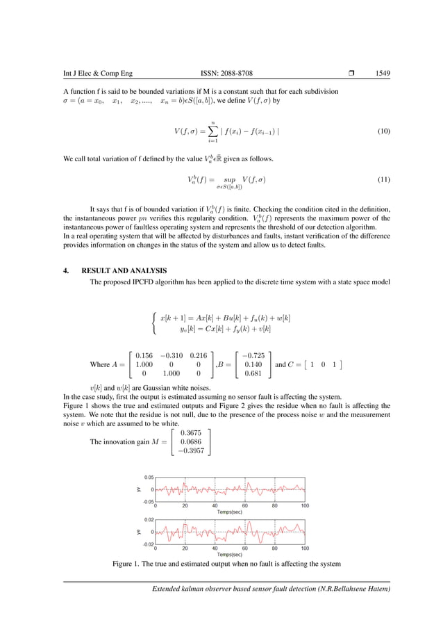 Extended Kalman Observer Based Sensor Fault Detection Pdf Chemistry