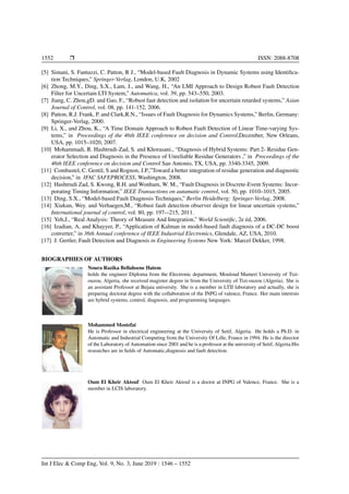 Extended Kalman observer based sensor fault detection | PDF | Chemistry | Science