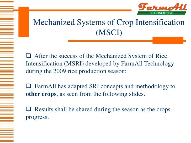 1013 Mechanized System of Crop Intensification (MSCI)