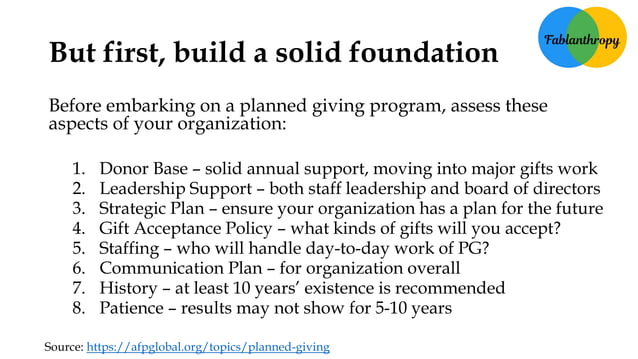 What's Your Legacy? Implementing a planned giving program | PPT