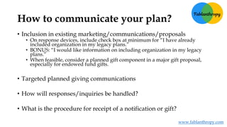 What's Your Legacy? Implementing a planned giving program | PPT