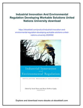 Industrial Innovation And Environmental Regulation Developing Workable ...