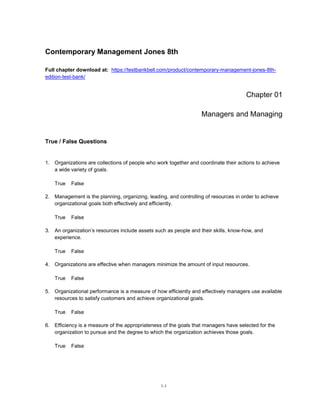 Contemporary Management Jones 8th Edition Test Bank | PDF