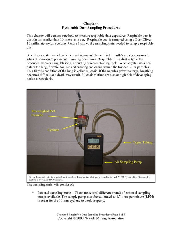 Chapter 4 Respirable Dust Sampling Procedures | PDF | Lung and ...