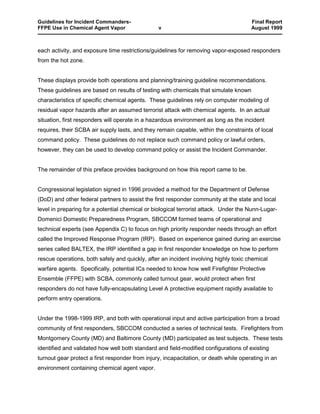 Guidelines for Incident Commanders- Final ReportFFPE Use in Chemical ...
