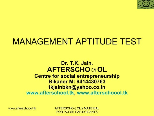 MANAGEMENT APTITUDE TEST 19 NOVEMBER | PPT