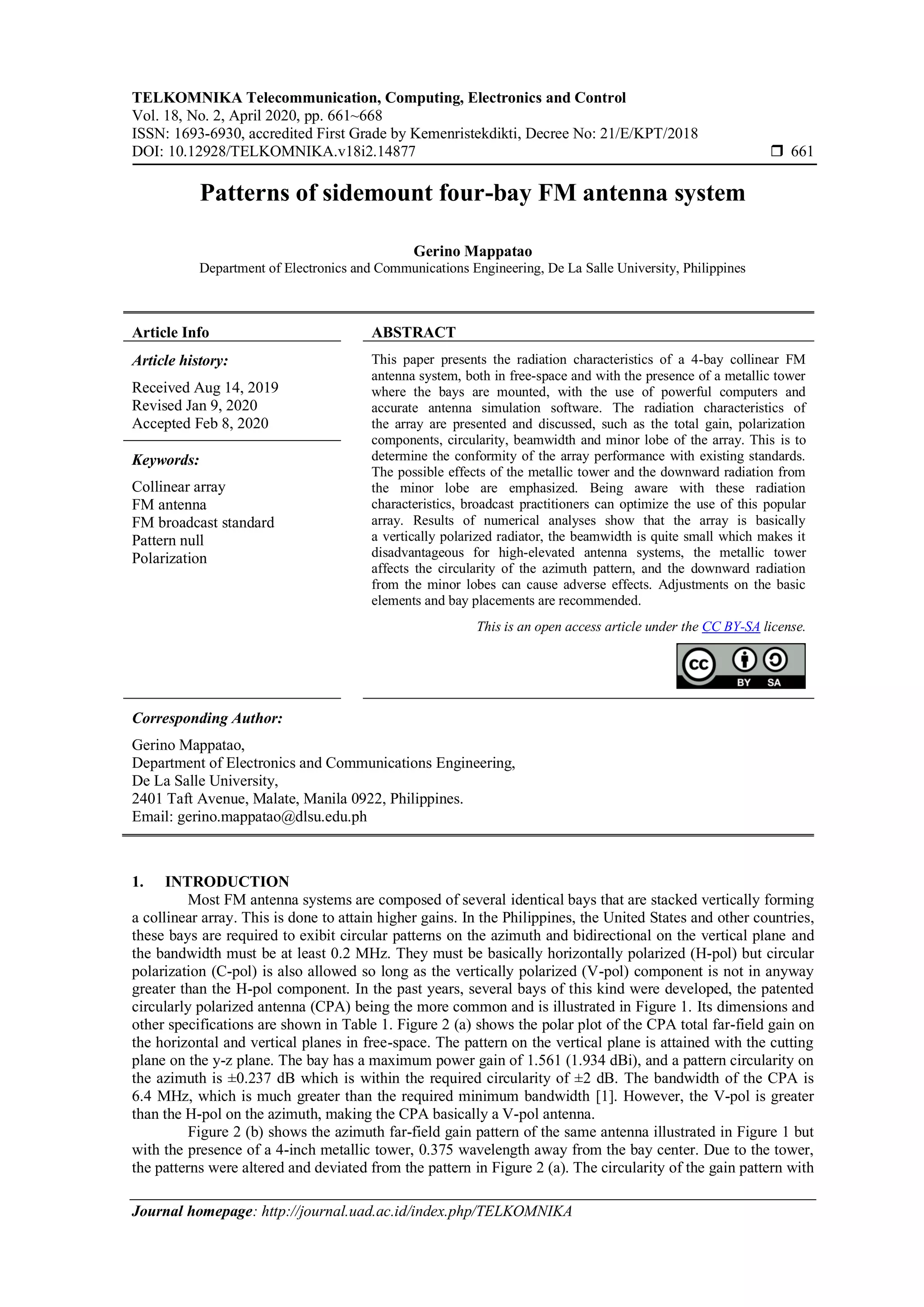 Patterns of sidemount four-bay FM antenna system | PDF