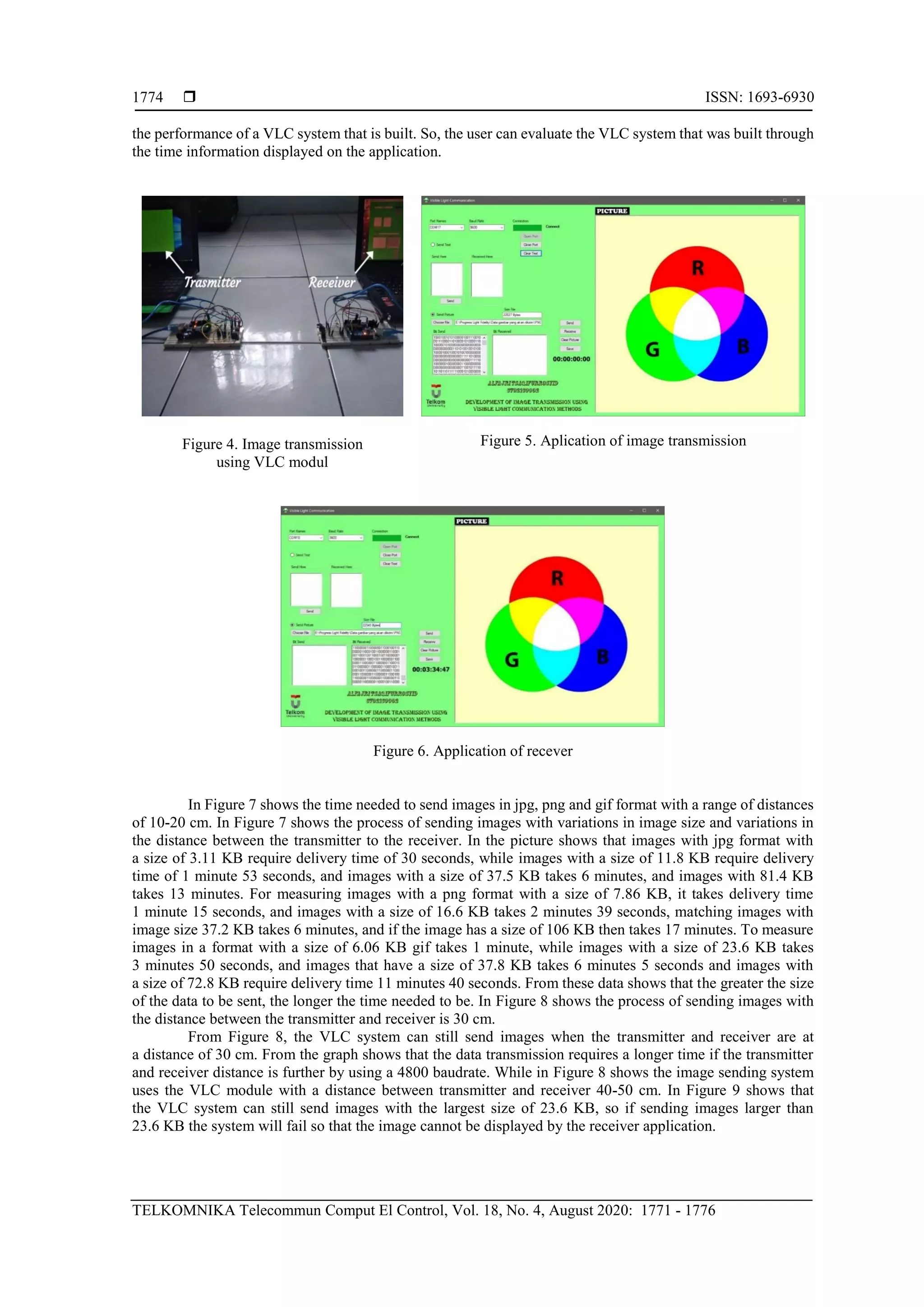 Image Transmission Using Visible Light Communication In Data