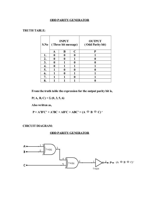 Diagram Circuit Diagram 3 Bit Parity Generator Mydiagramonline