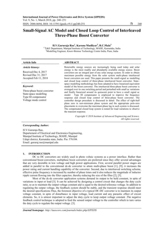 Small-Signal AC Model and Closed Loop Control of Interleaved Three-Phase Boost Converter | PDF ...