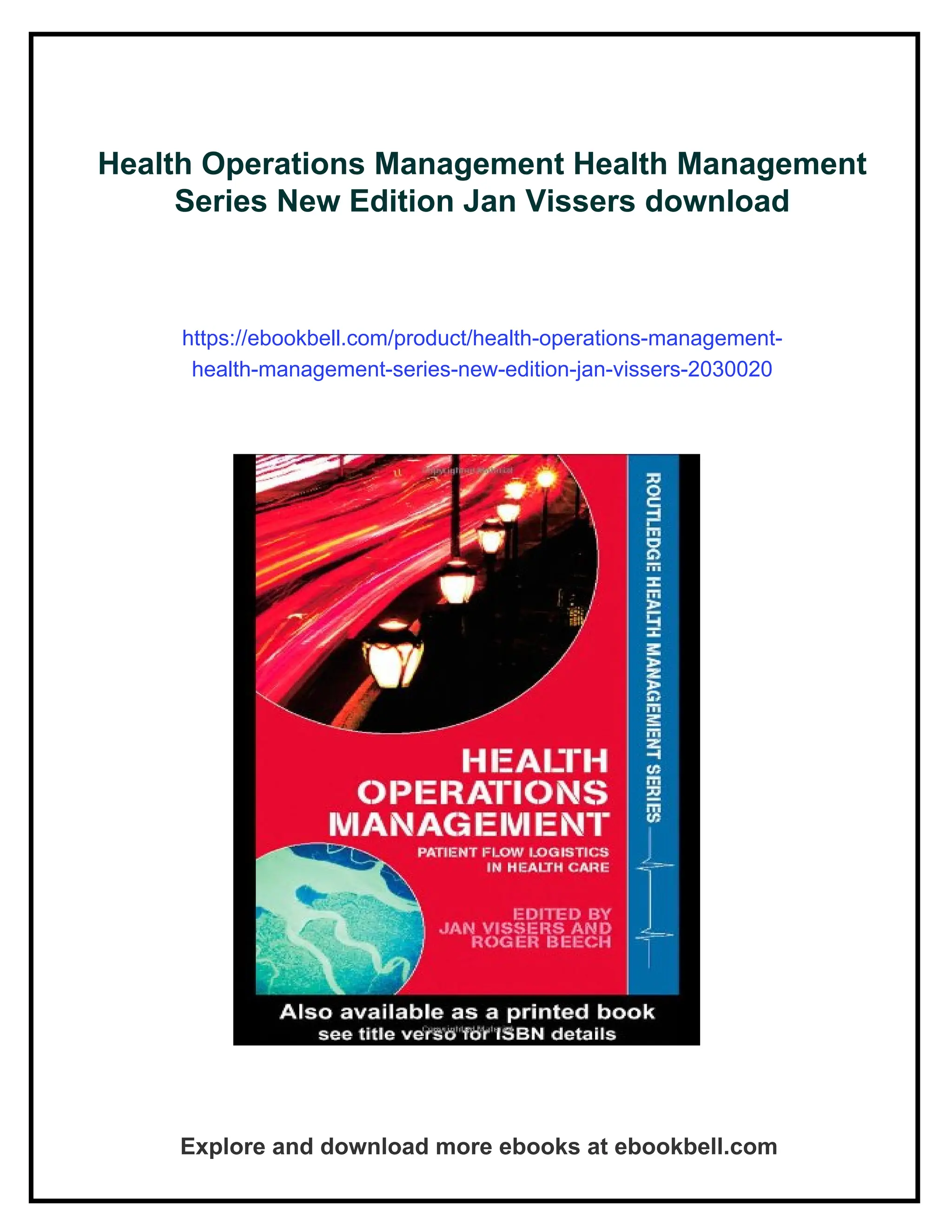 Health Operations Management Health Management Series New Edition Jan ...