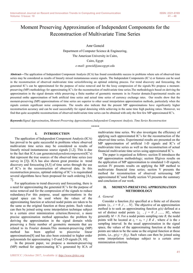 Moment Preserving Approximation of Independent Components for the Reconstruction of Multivariate ...