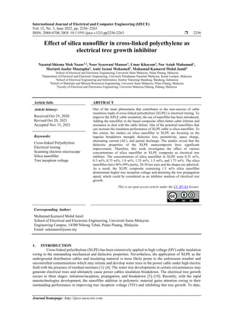 Effect of silica nanofiller in cross-linked polyethylene as electrical ...