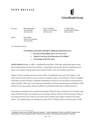 United Health Group Earnings Release | PDF