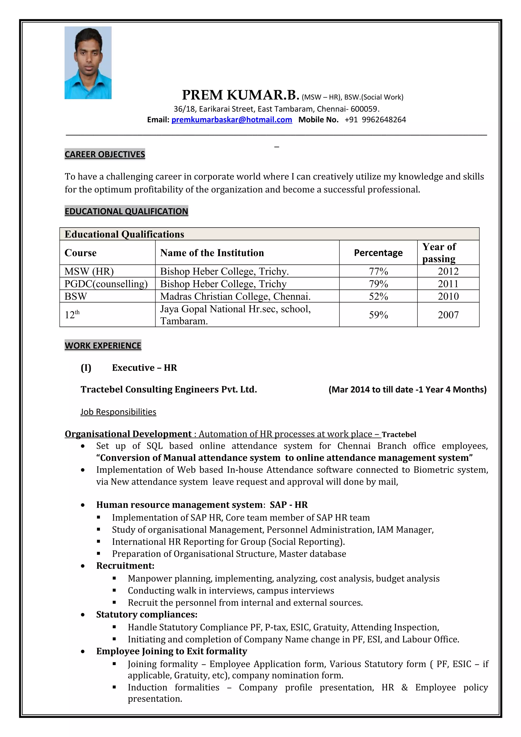 Prem Kumar -CV | PDF