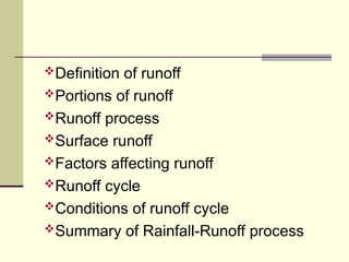 101880390-5-Runoff-and-Factors-Affecting.ppt | Weather | Science