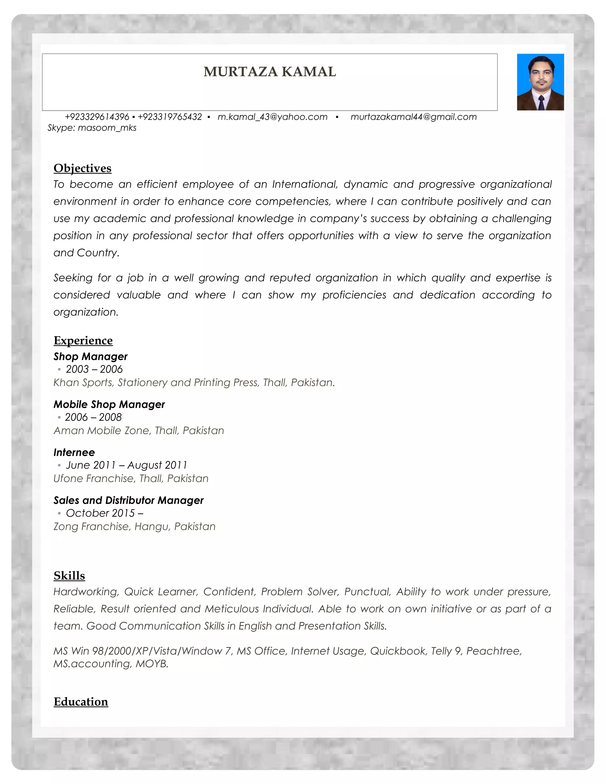 Murtaza Kamal CV | DOC