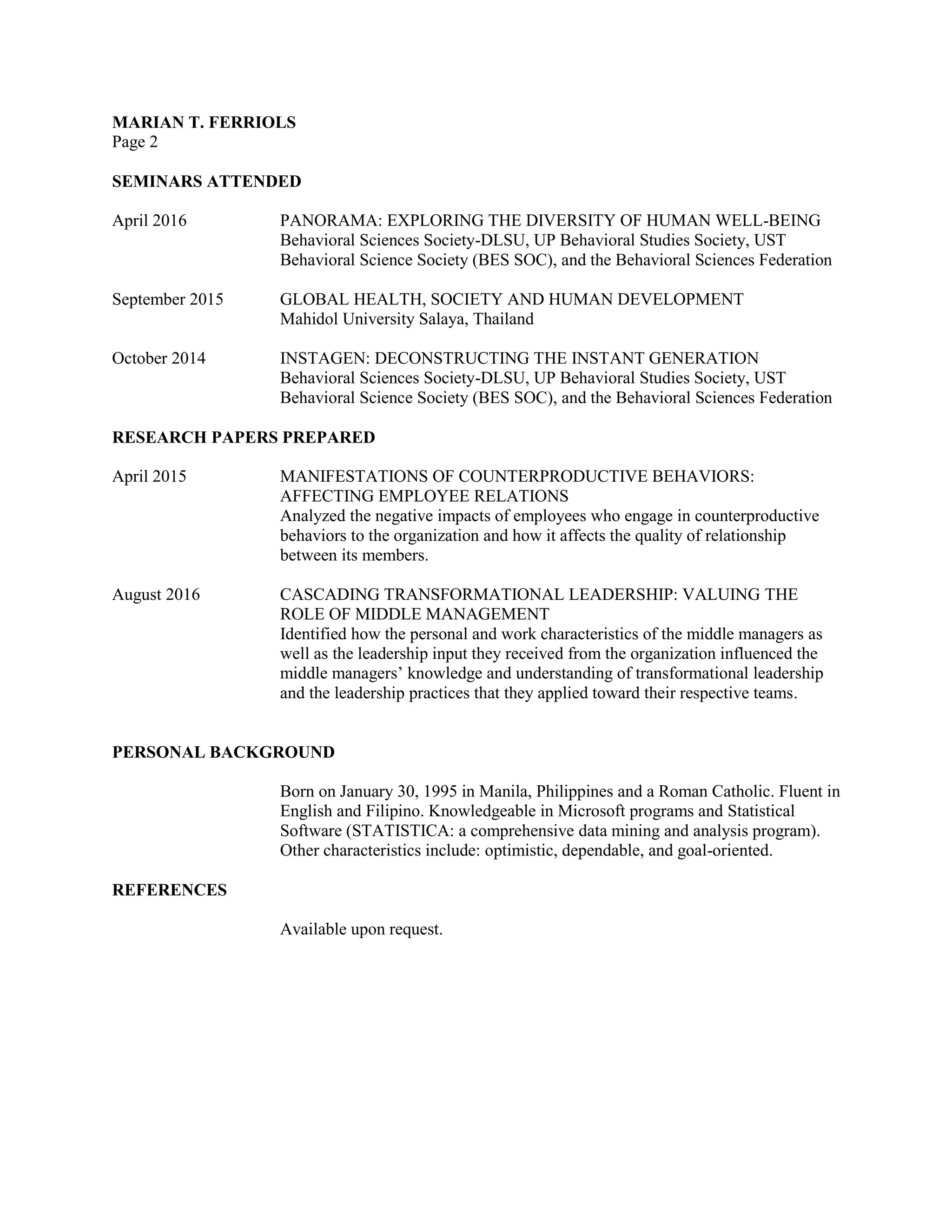 RESUME_FERRIOLS_MARIAN | PDF